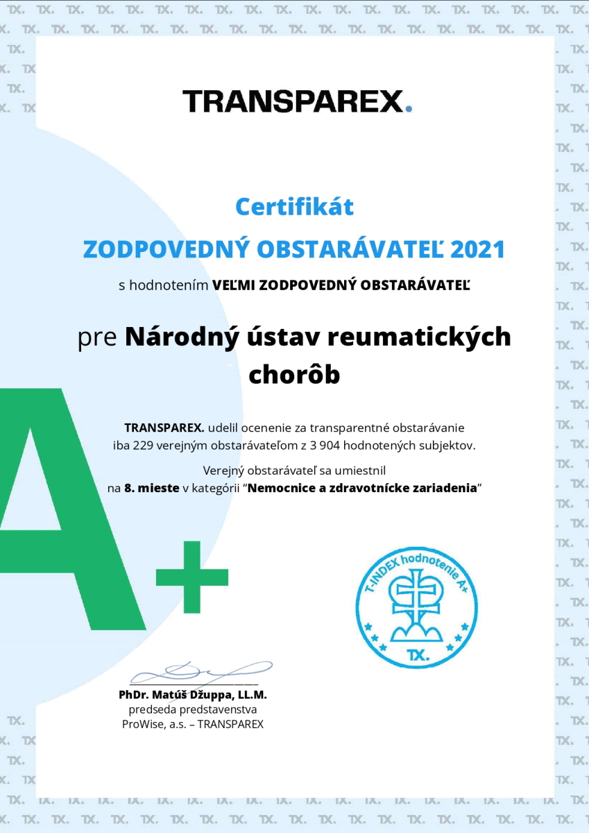 Ocenenie Najlepší verejný obstarávateľ za rok 2021 pre NÚRCH | NÚRCH - Národný ústav ...